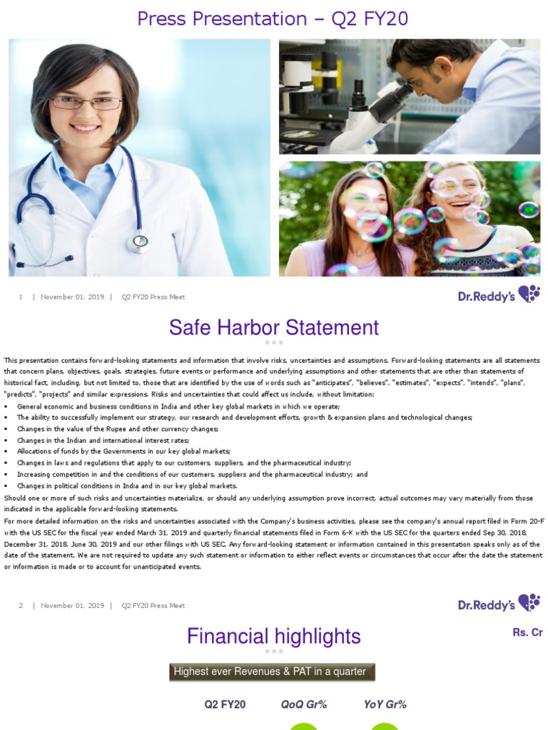 Q2 FY20 Financial Highlights Overview | PDF | Free Cash Flow | Risk