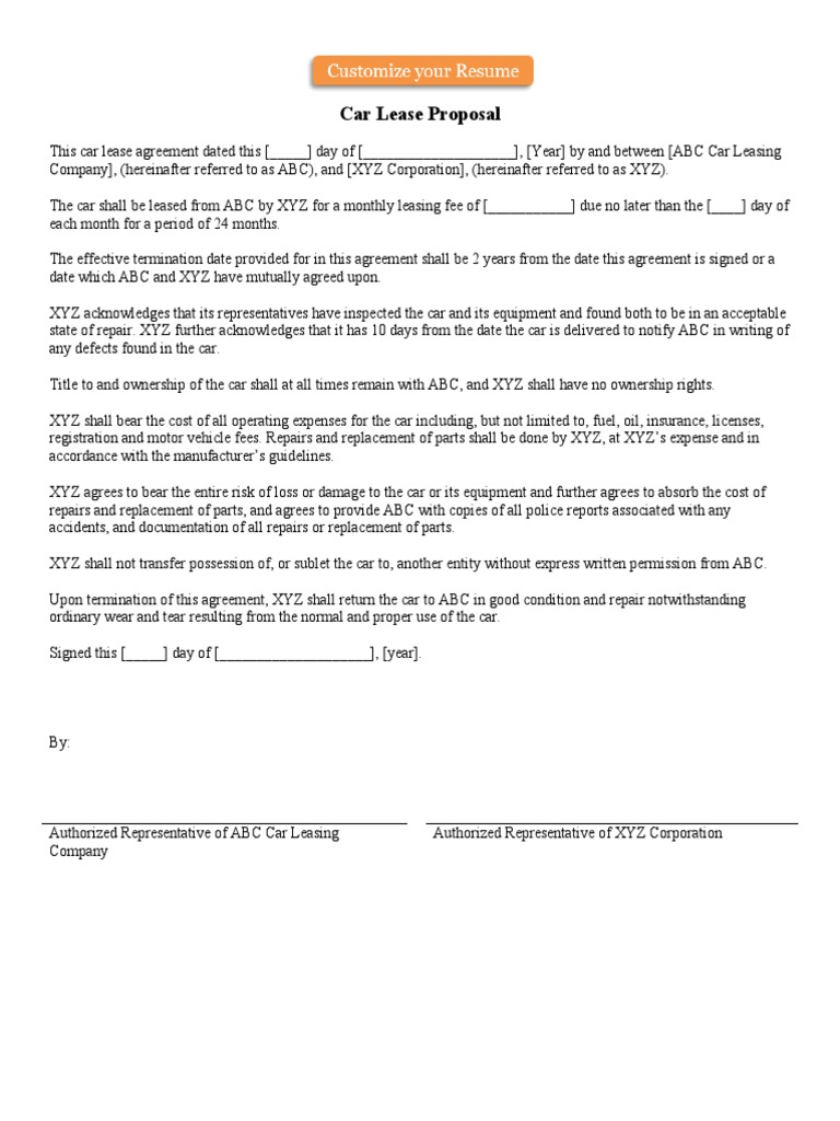 Car Lease Proposal | PDF | Lease | Copyright
