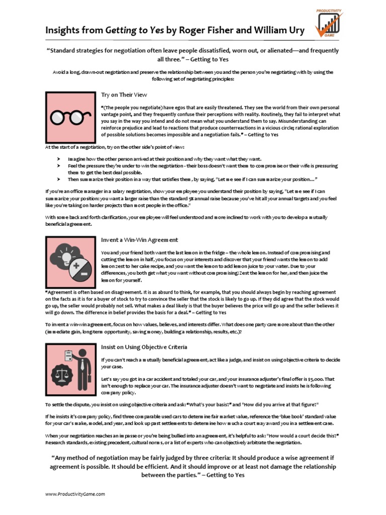 Getting To Yes PDF | PDF | Negotiation | Psychological Concepts