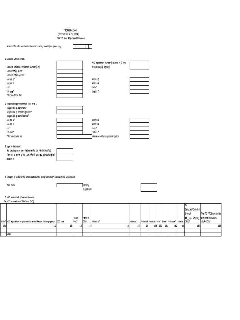 " Form No. 24G TDS/TCS Book Adjustment Statement | PDF | Economies ...
