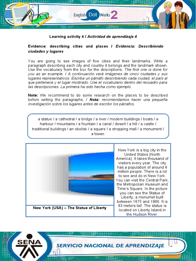 Describing Cities and Landmarks Activity | PDF | Sydney | Dubai