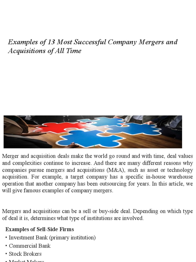 Examples of 13 Most Successful Company Mergers and Acquisitions of All ...