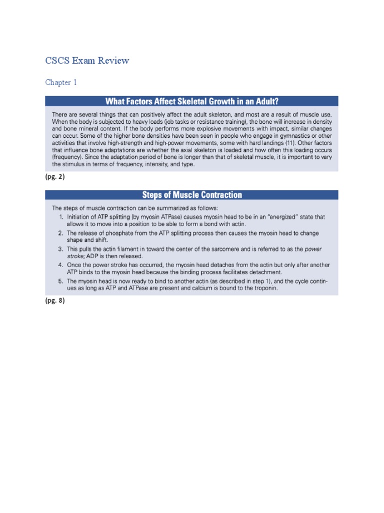 CSCS Exam Tables | PDF
