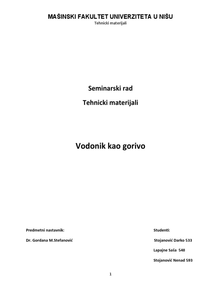 Vodonik-Kao-Gorivo | PDF