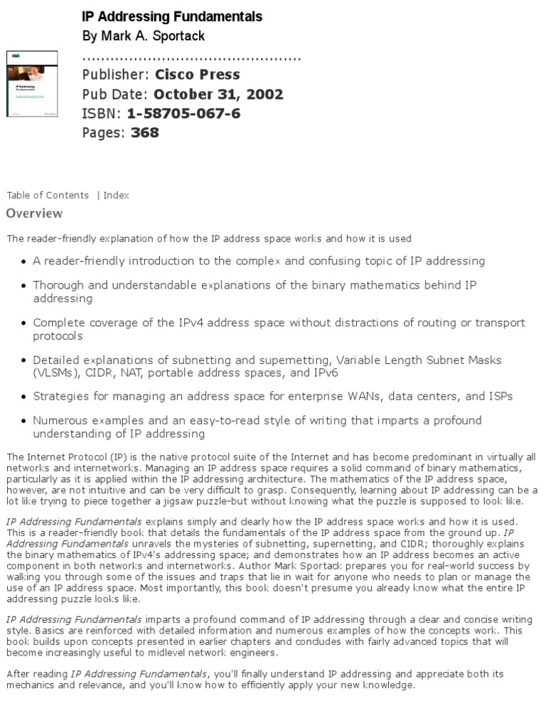 Ip Addressing Fundamentals | PDF | Ip Address | Computer Network
