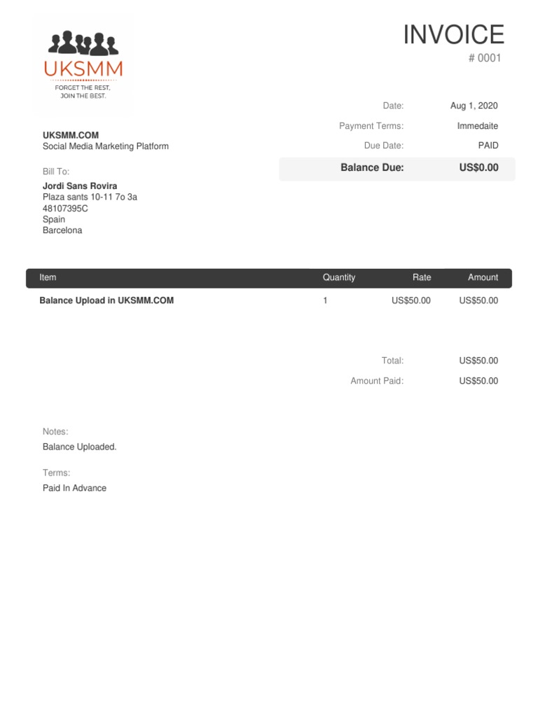 Invoice # 0001 PDF | PDF