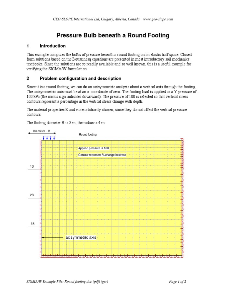 Pressure Bulb Beneath A Round Footing: Axisymmetric Axis | PDF ...