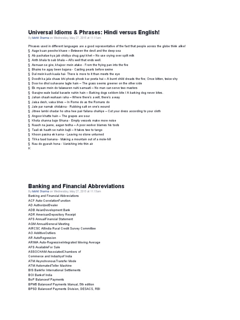 Banking and Financial Abbreviations | PDF | Government Budget Balance ...