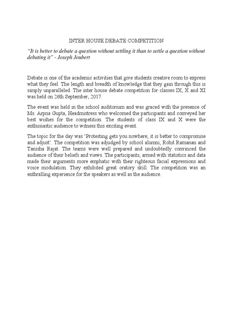 "It Is Better To Debate A Question Without Settling It Than To Settle A ...