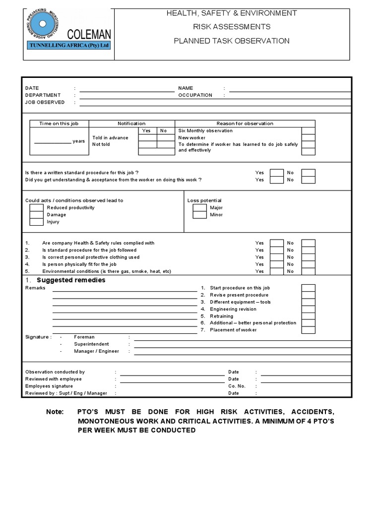 Time On This Job Notification Reason For Observation: 1. Suggested ...