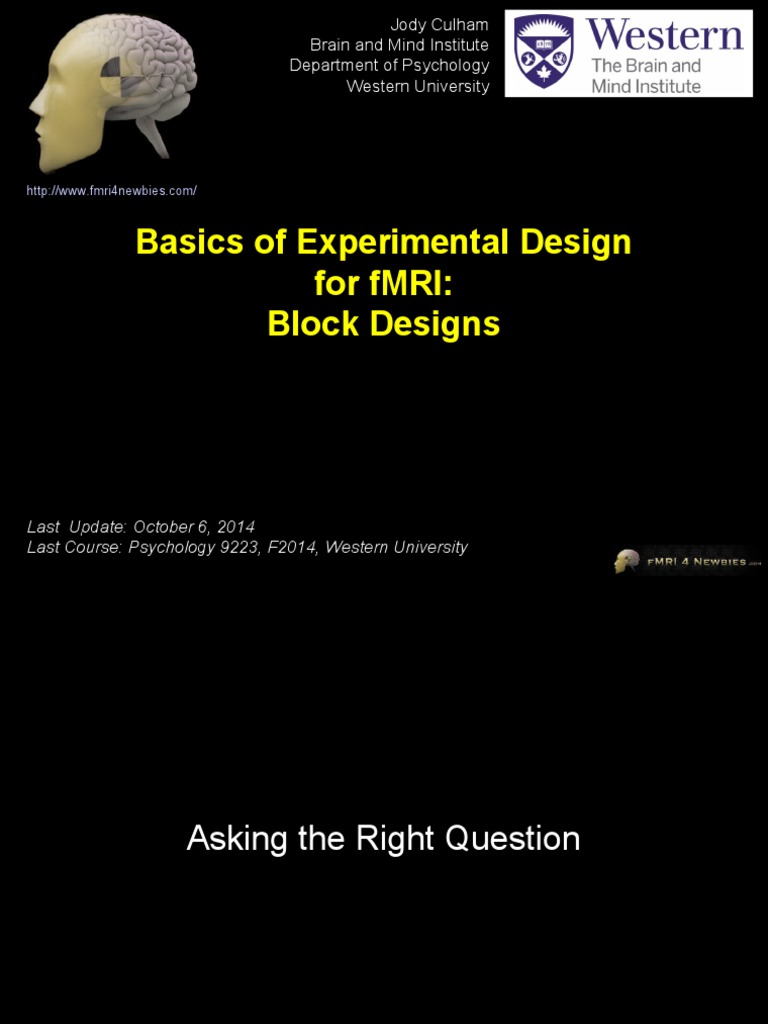 fMRI Experimental Design Basics | PDF | Mental Chronometry | Functional ...