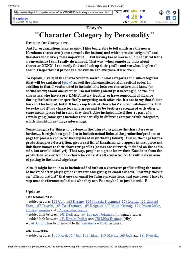 Character Categories by Personality | PDF | Warfare | Combat