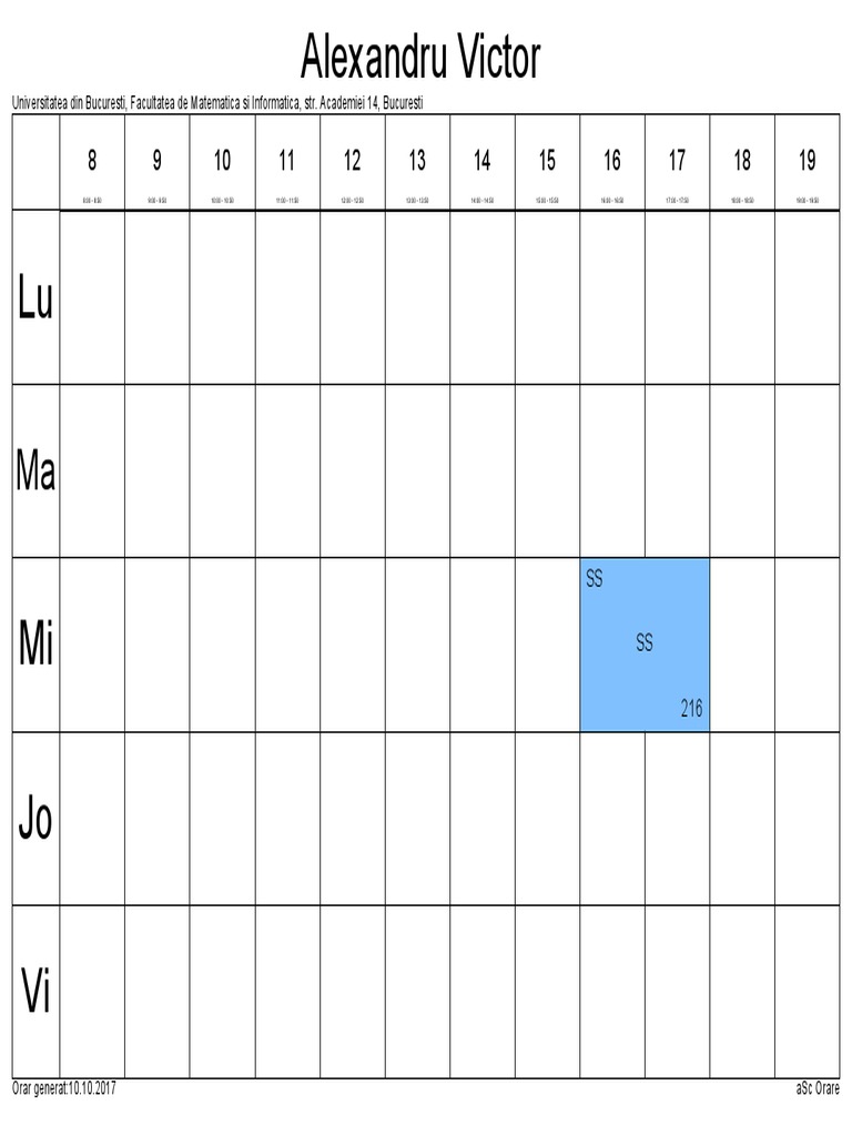 Orar Profesori 2017-2018 s1 | PDF