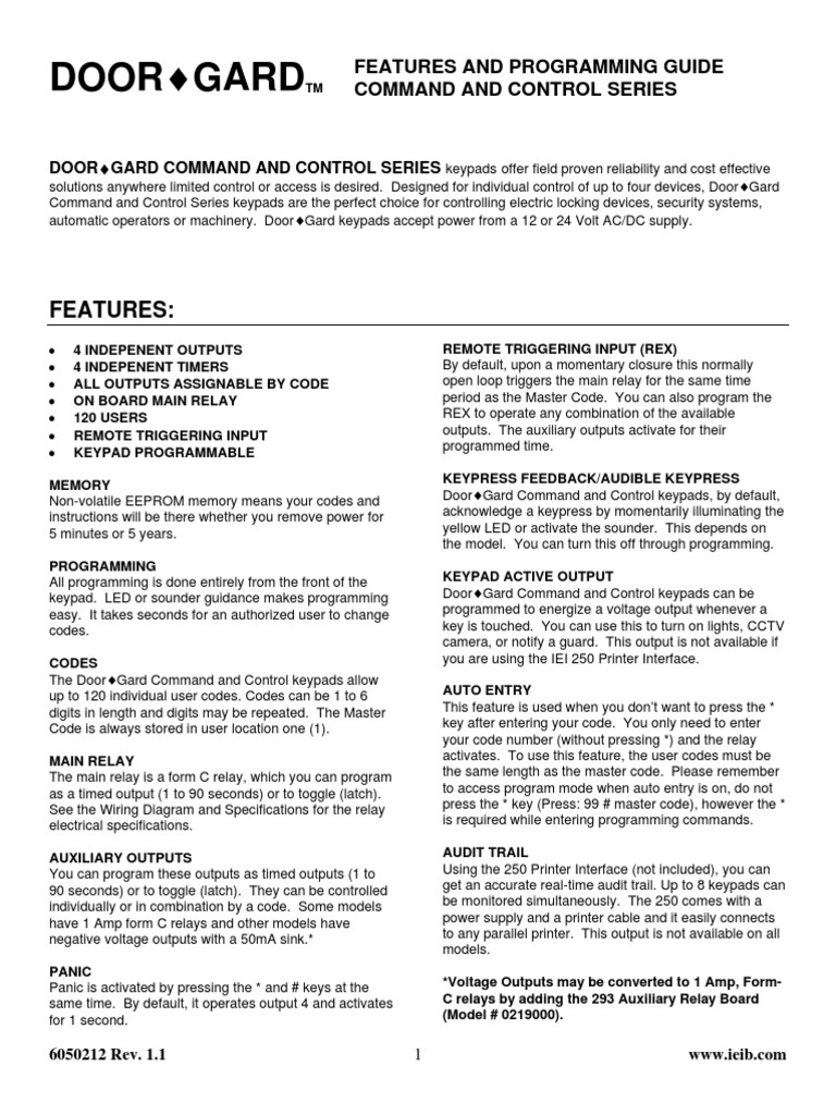 IEI 212 Keypad Programming | PDF | Relay | Power Supply