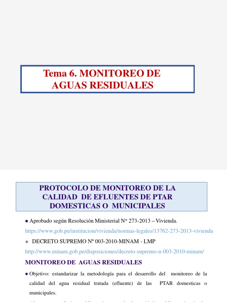 Tema 6. Monitoreo de Aguas Residuales | PDF | Aguas residuales | Descarga (hidrología)