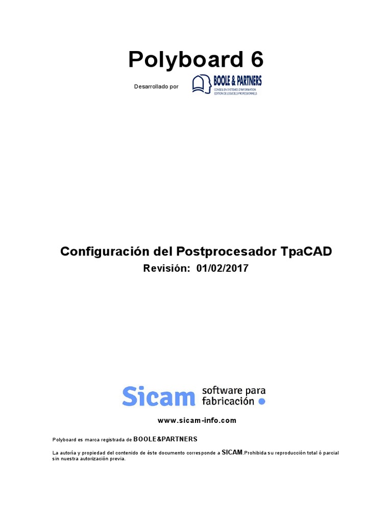 Polyboard 6. Configuración Del Postprocesador TpaCAD. Revisión - 01 - 02 - Desarrollado Por ...
