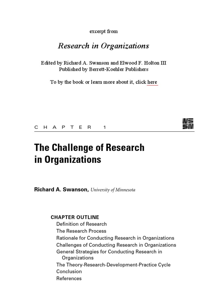 Research in Organizations: Excerpt From | PDF | Quantitative Research ...