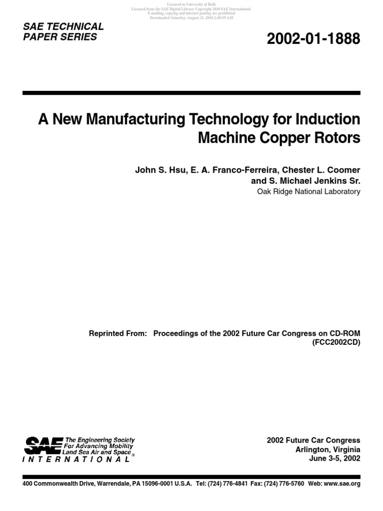 A New Manufacturing Technology For Induction Machine Copper Rotors ...
