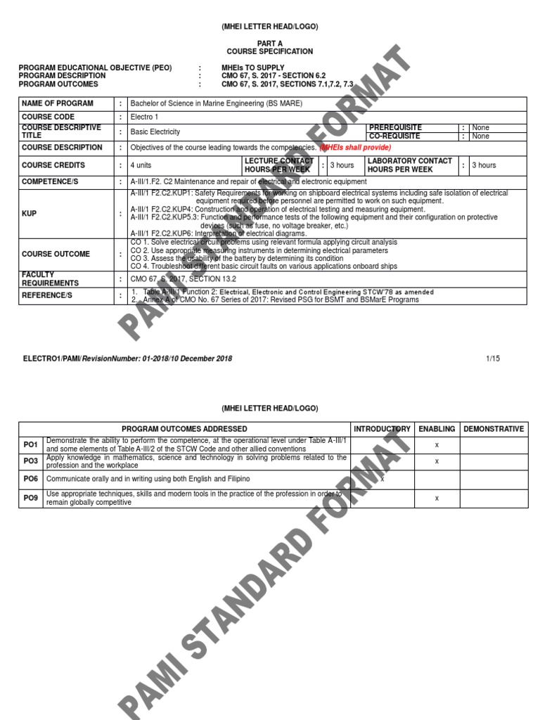 Basic Electricity Syllabus | PDF | Laboratories | Electrical Network