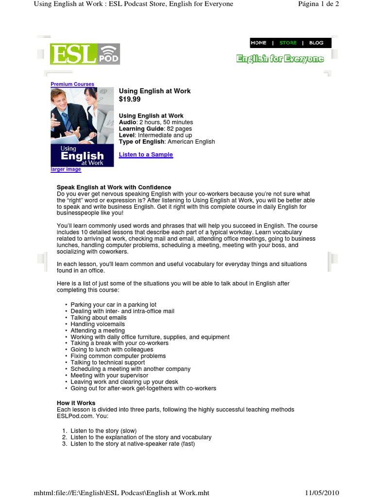 English at Work | PDF | English Language | Vocabulary