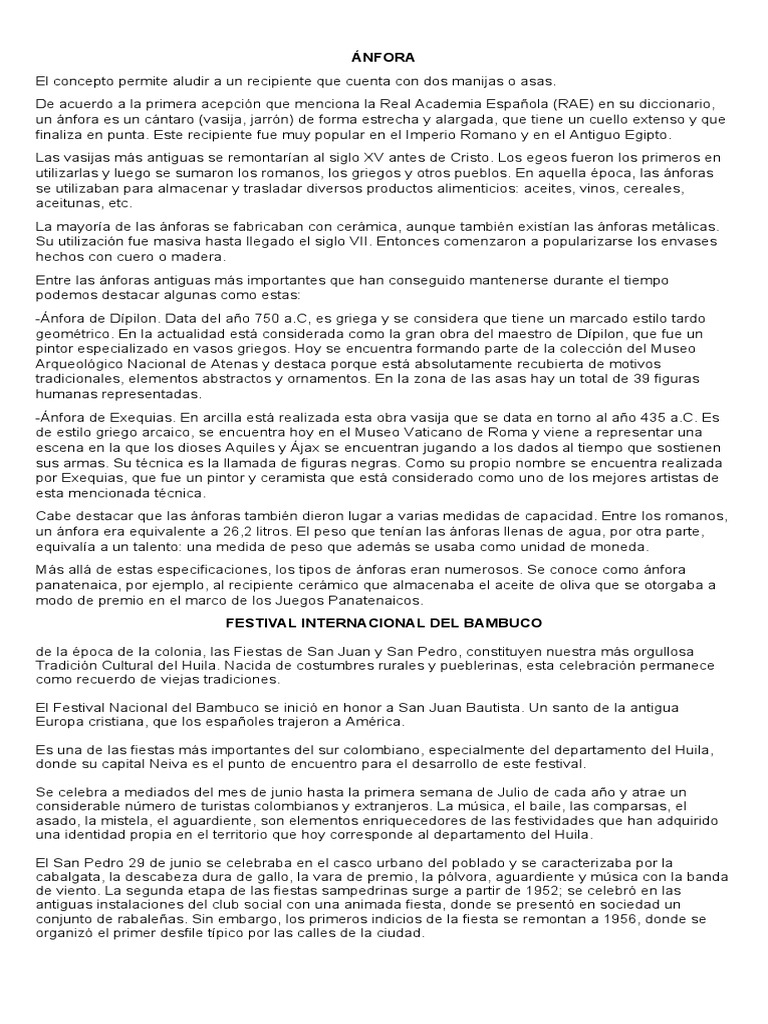 Definición y usos del ánfora | PDF | Entretenimiento (general)