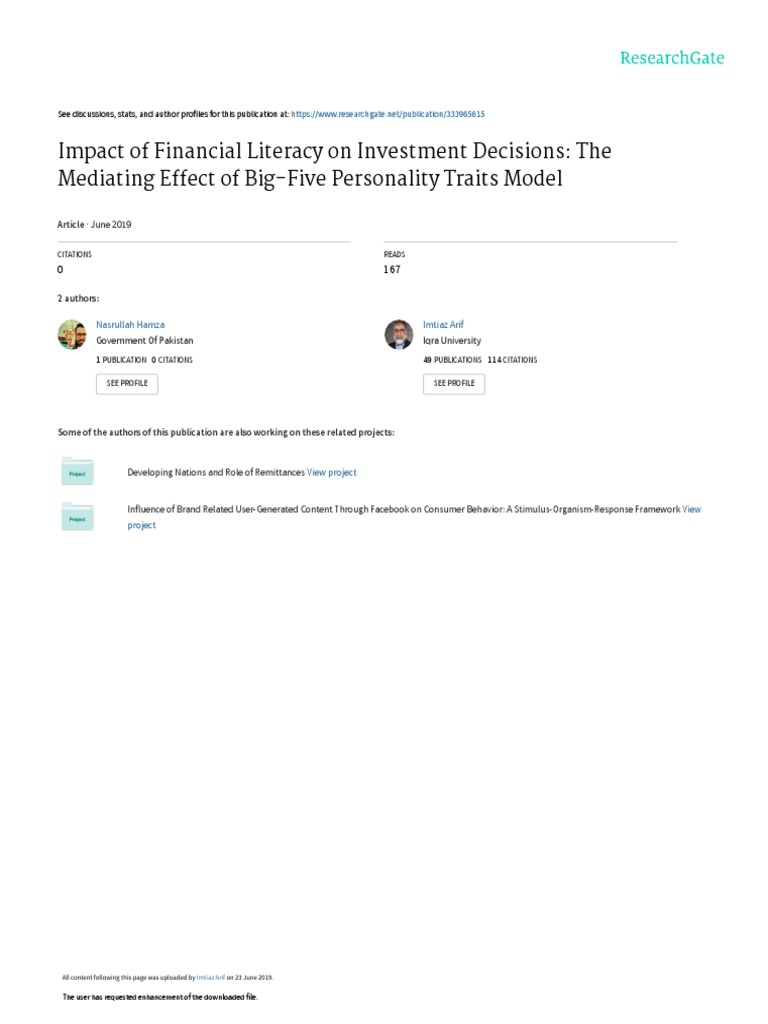 10) Impact of Financial Literacy On Investment Decisions | PDF ...