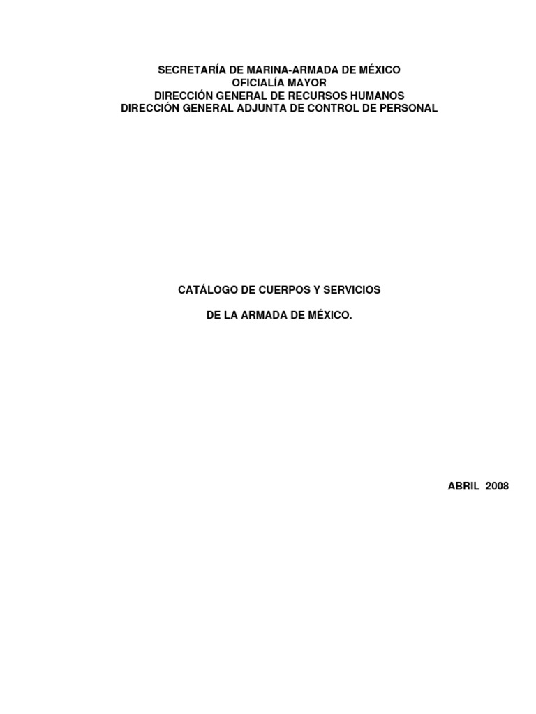Catálogo de Cuerpos y Servicios SEMAR | PDF | Oficial general | Ingeniería