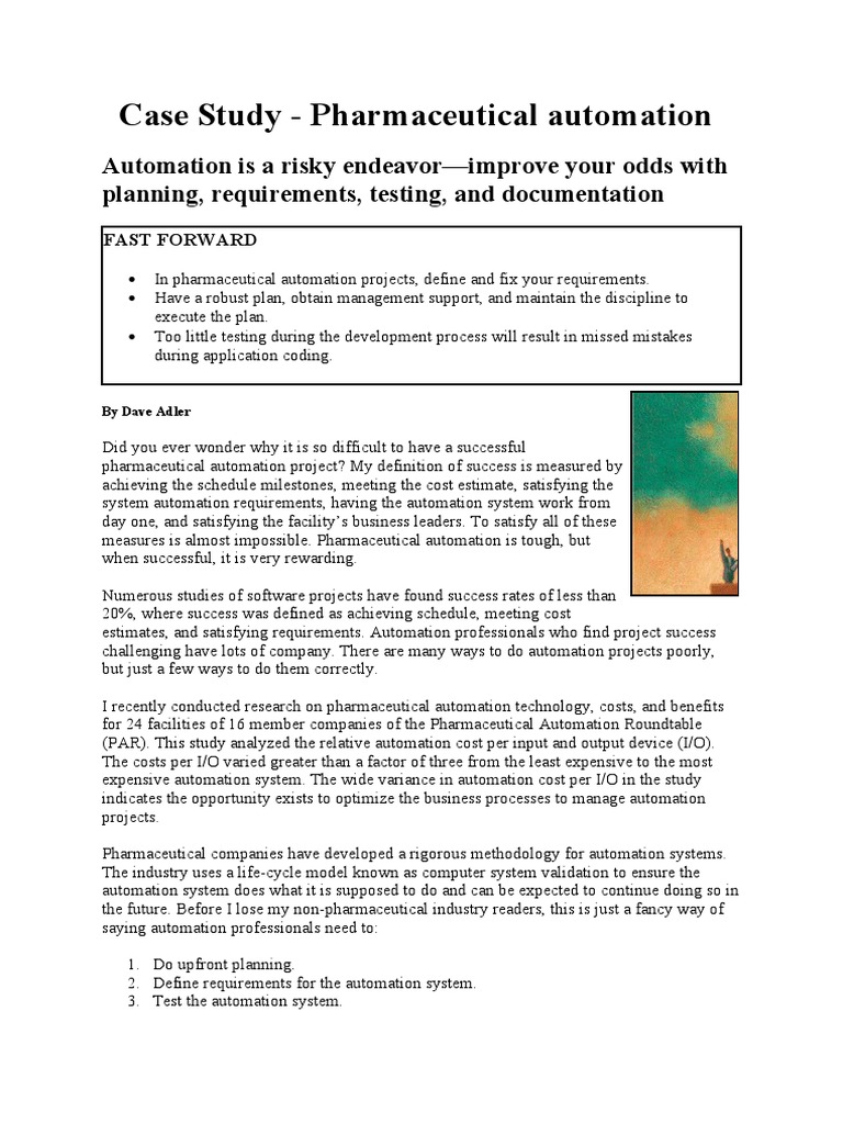 Pharma Case Study 1 | PDF | Automation | Food And Drug Administration