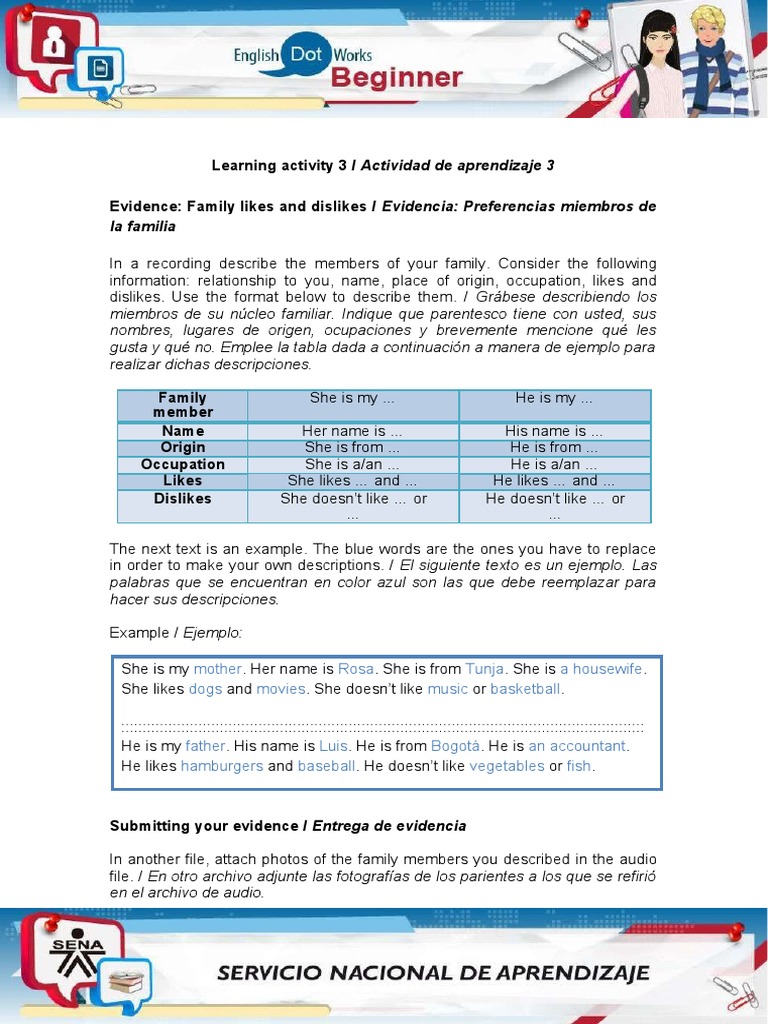Family Members: Likes and Dislikes | PDF