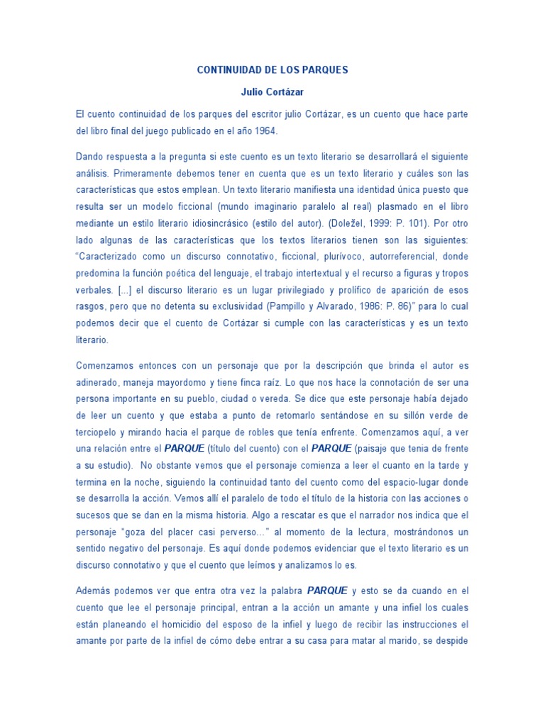 Continuidad de Los Parques | PDF | Cuentos | Narrativa