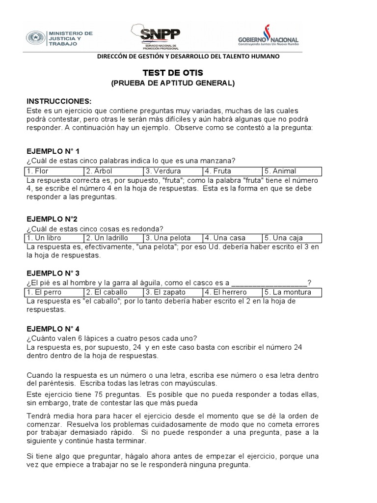 Test de Otis | PDF | Naturaleza