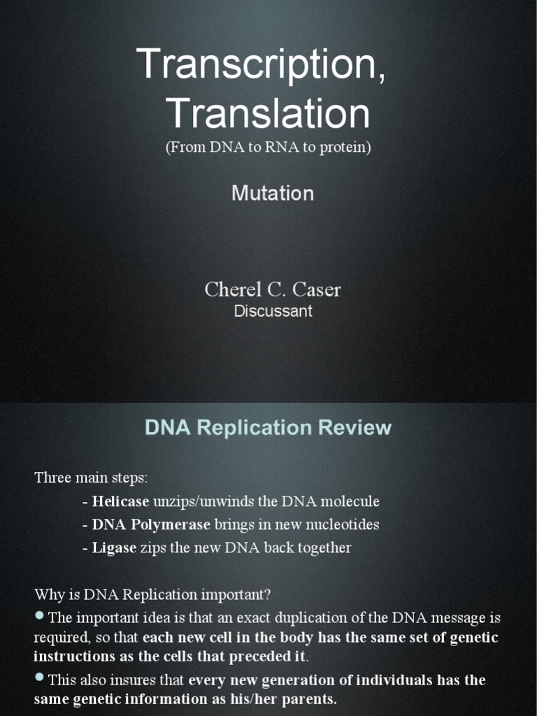 DNA Processes: Transcription to Mutation | PDF | Translation (Biology ...