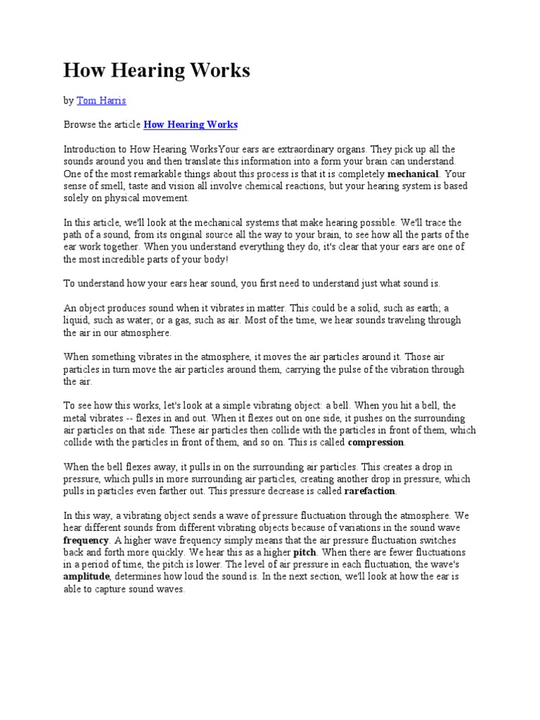 How Hearing Works | PDF | Ear | Sound