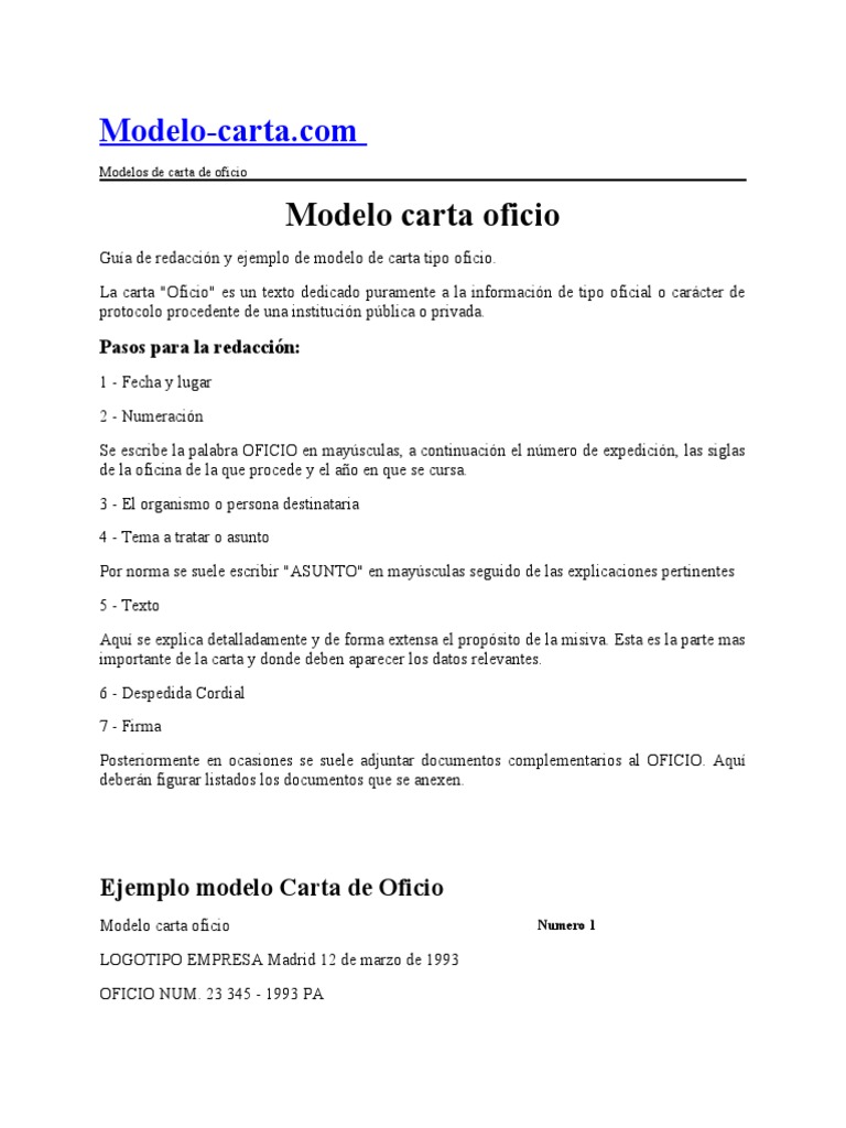 Ejemplo Modelo Carta de Oficio | PDF | Gobierno