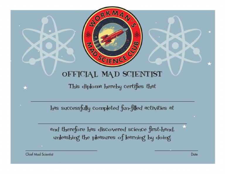 Mad Scientist Club Certificate | PDF