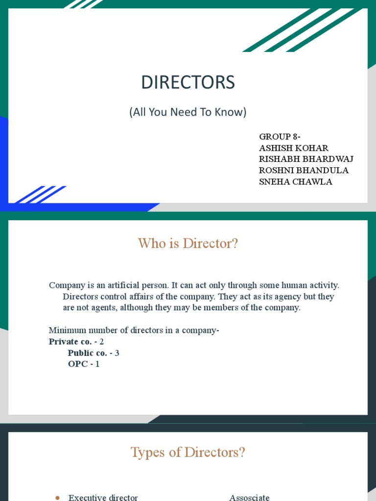 DIRECTORS | PDF | Board Of Directors | Civil Law (Legal System)