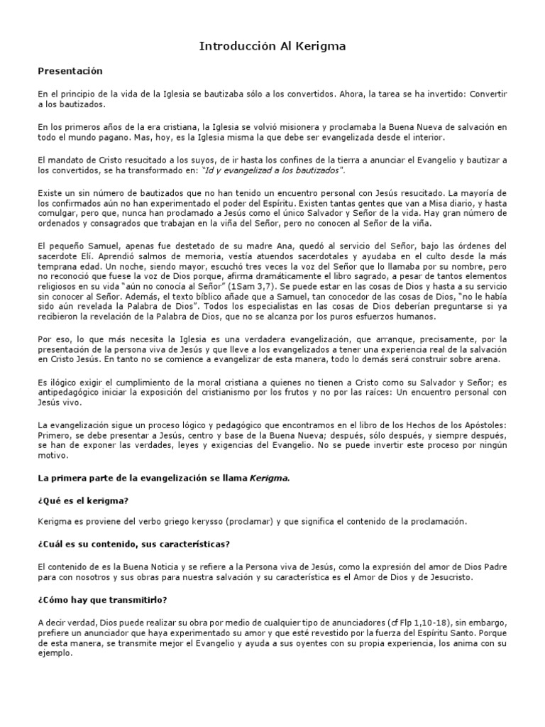 Introduccion Al Kerigma | PDF | Evangelización | Jesús