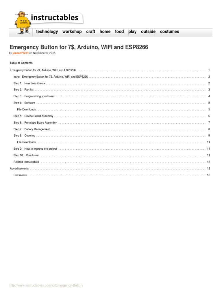 Emergency Button For 7$, Arduino, WIFI and ESP8266: Technology Workshop ...