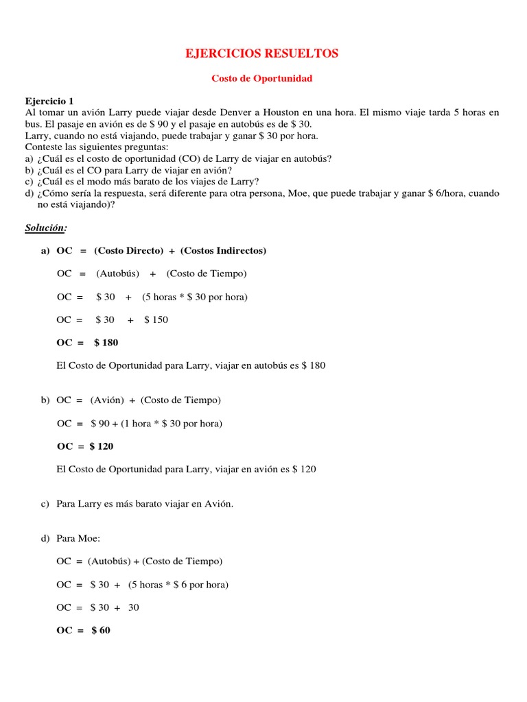 Ejercicios Resueltos - Costo de Oportunidad y FPP | PDF | Costo de ... Ejercicios Resueltos - Costo de Oportunidad y FPP | PDF | Costo de ...