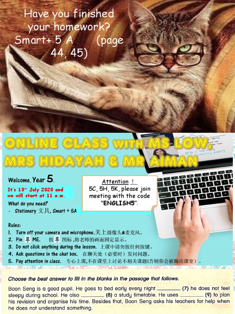 Have You Finished Your Homework? Smart+ 5 A (Page 44, 45) | PDF ...