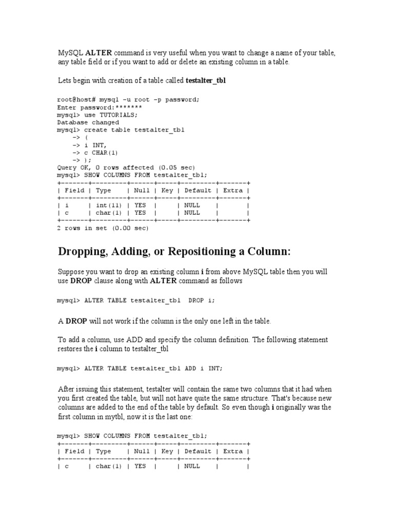 Materi SQL Alter | PDF | Database Index | Table (Database) Materi SQL Alter | PDF | Database Index | Table (Database)