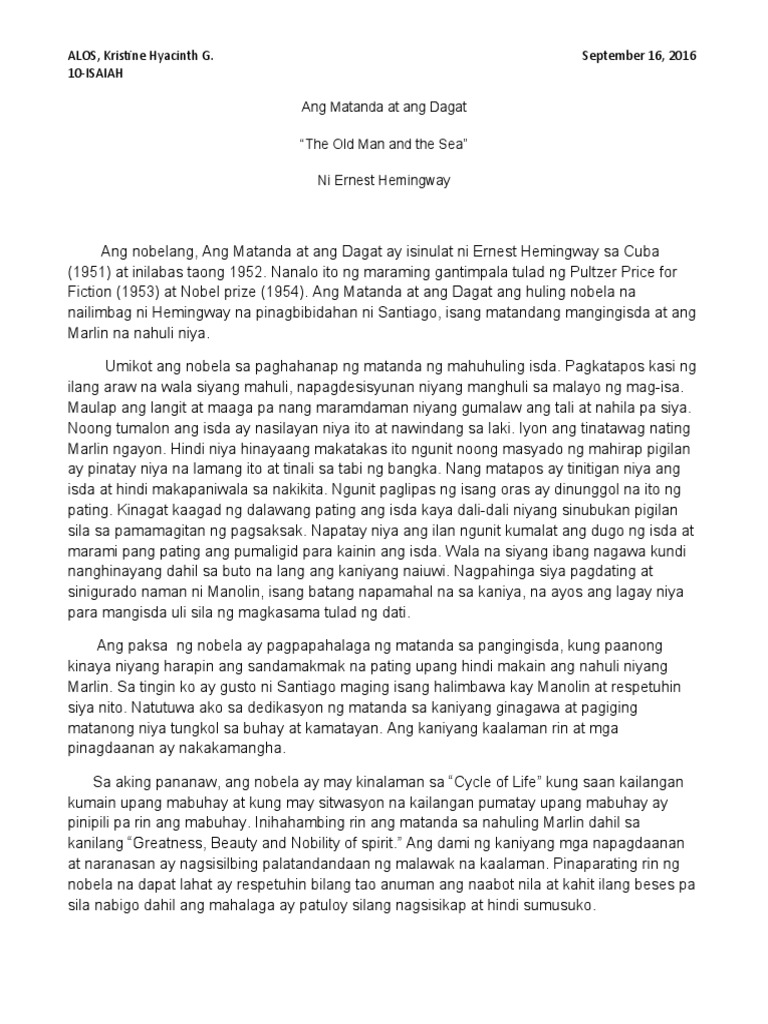 Ang Matanda at Ang Dagat | PDF