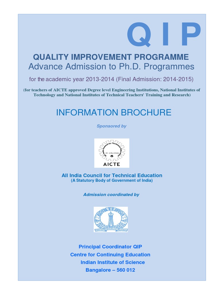 QIP Ph.D. Admission Information 2013-14 | PDF | Doctor Of Philosophy ...