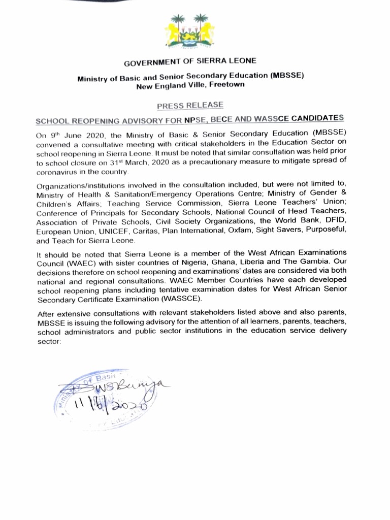 MBSSE School Reopening Advisory 2020 | PDF | Behavior Modification ...