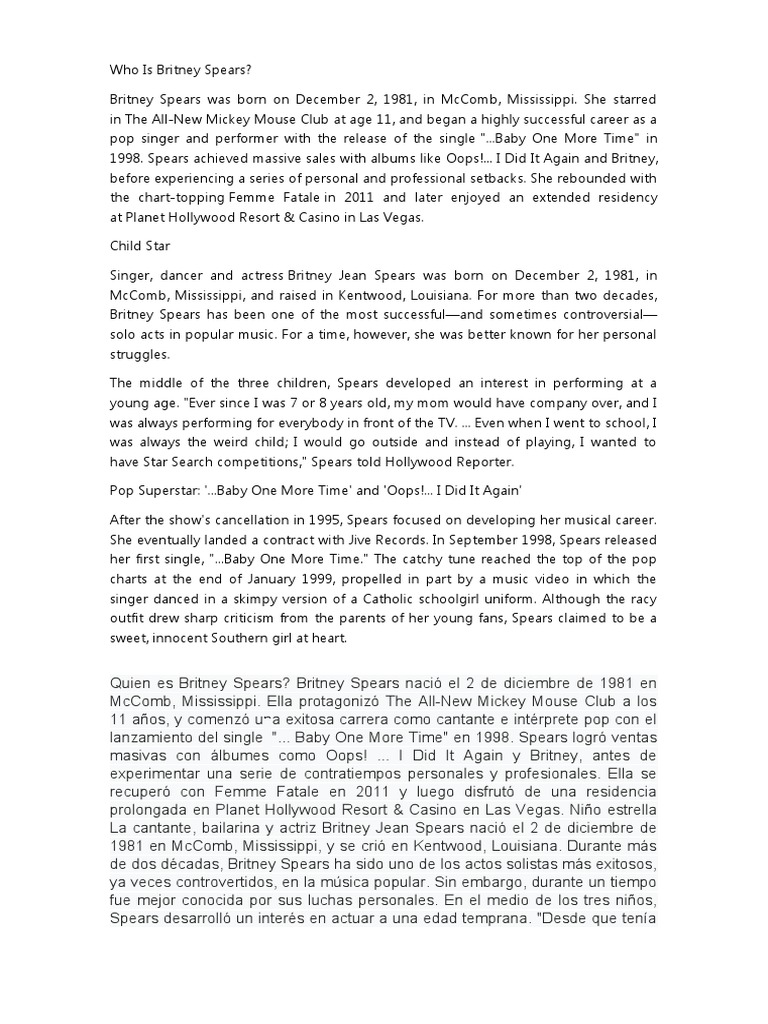 Britney Spears: Pop Icon's Journey | PDF | Britney Spears | Popular ...