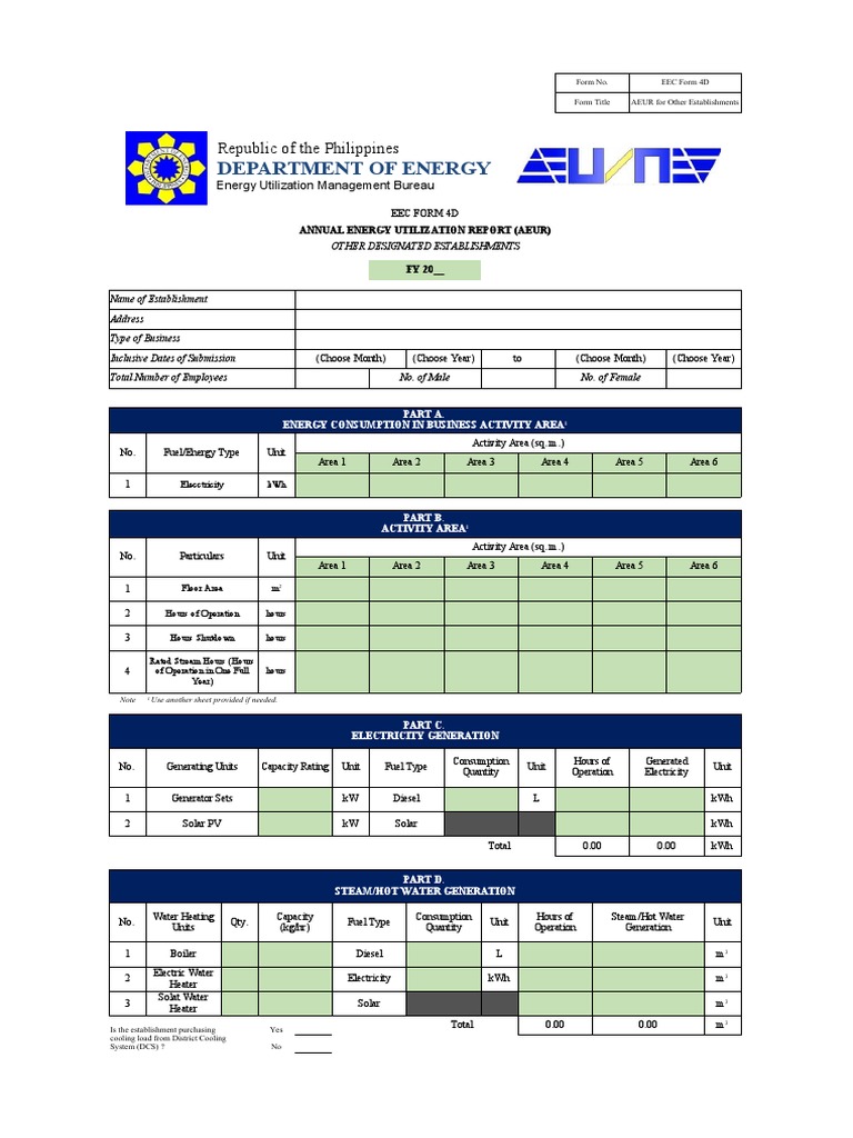 MC DE - EEC Form 4D AEUR Other DEs | PDF | Kilowatt Hour | Solar Power
