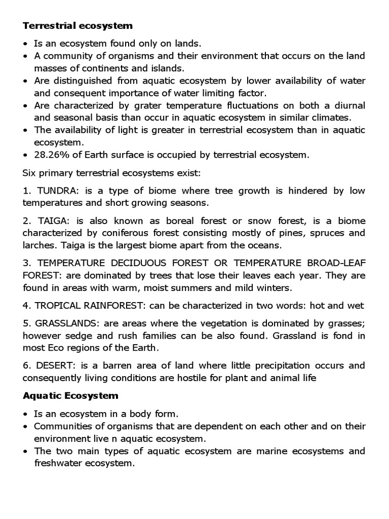 Terrestrial Ecosystem | PDF | Systems Ecology | Physical Geography