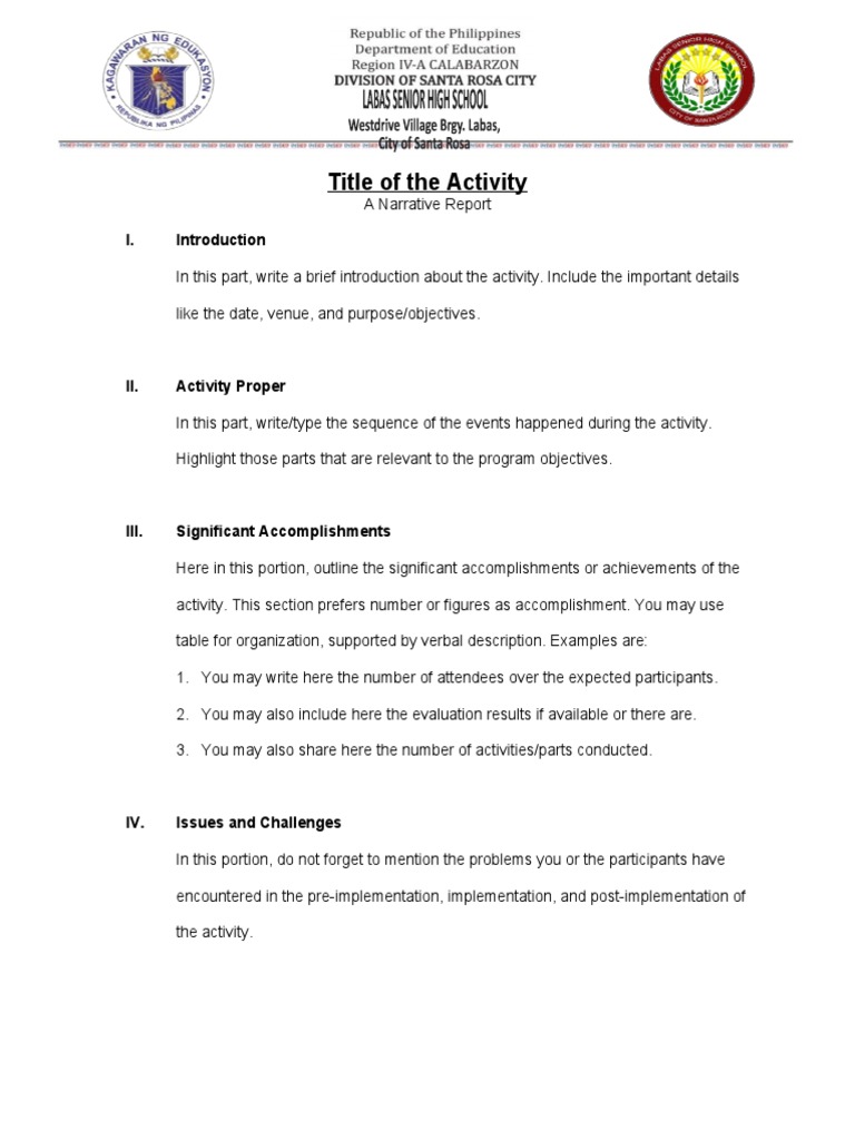 Narrative Report Format | PDF