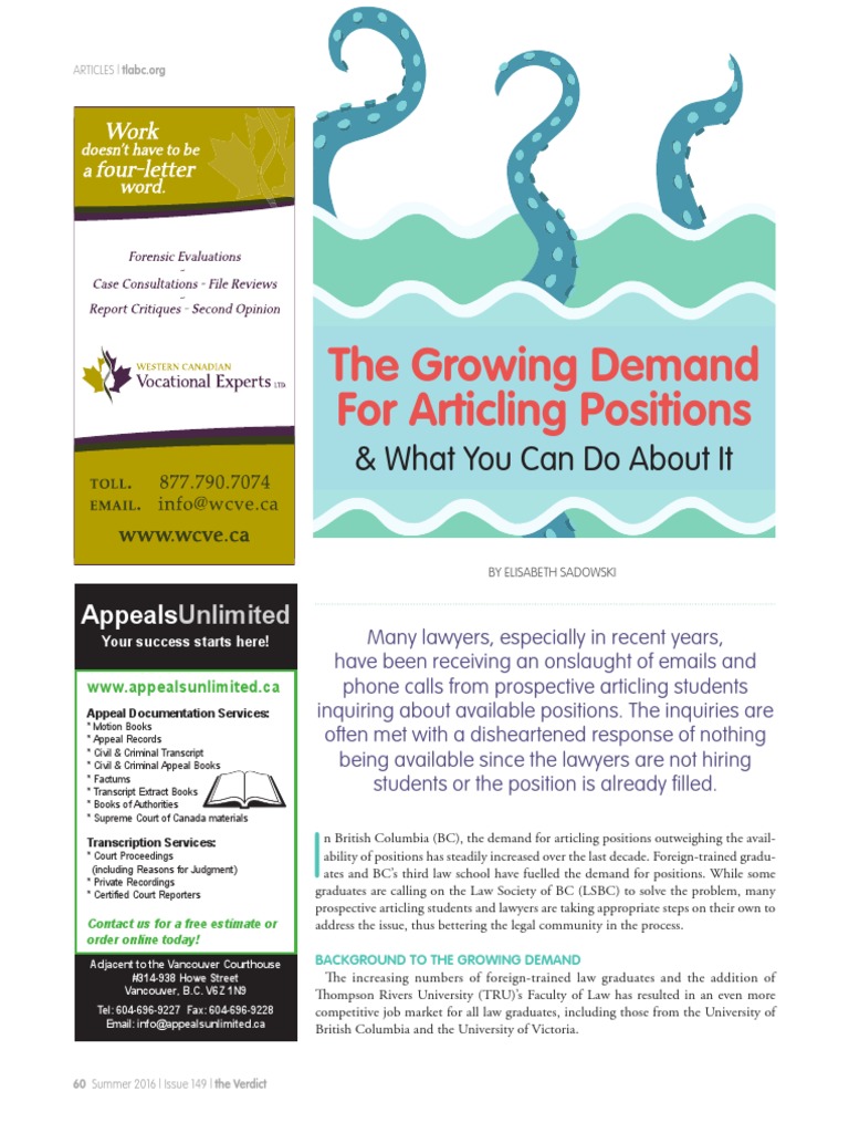 The Growing Demand For Articling Positions | PDF | Law School | Lawyer