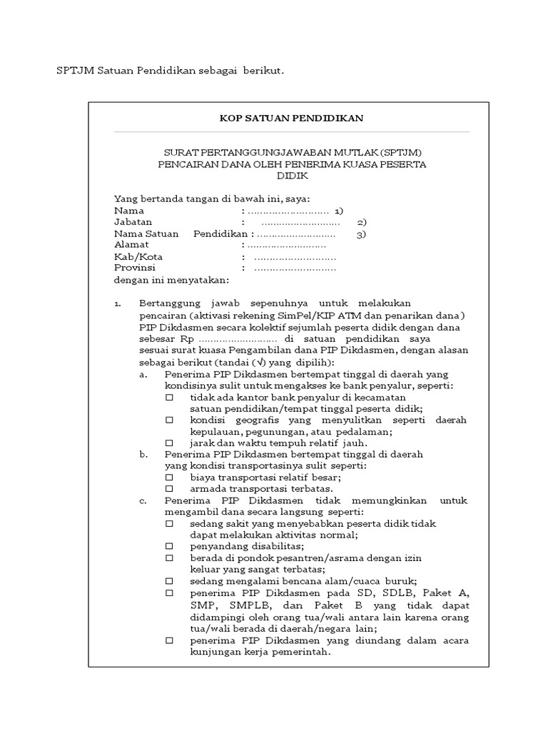 Contoh Surat Pip Kolektif | PDF